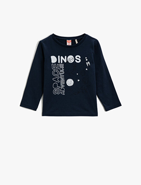 Koton Erkek Çocuk Sloganlı Tişört Pamuklu Uzun Kollu Koton Erkek Çocuk Sloganlı Tişört Pamuklu Uzun Kollu