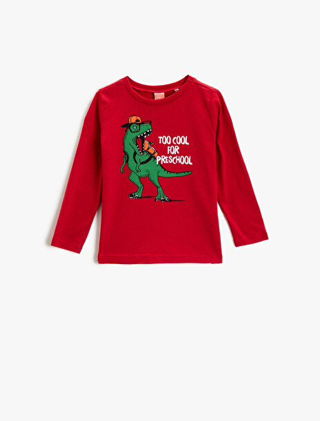 Koton Erkek Çocuk Dinazor Baskılı Tişört Pamuklu