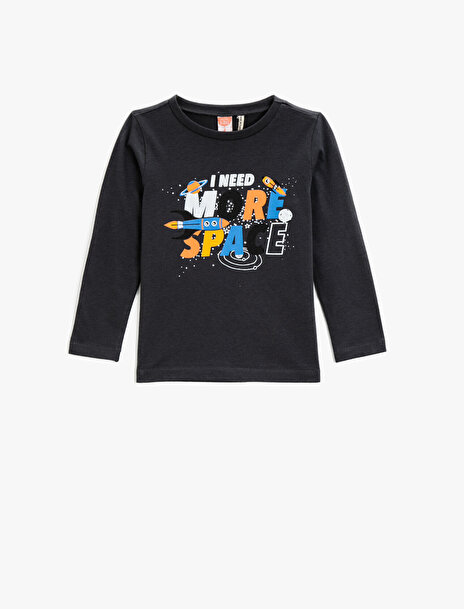 Koton Erkek Çocuk Uzay Baskılı Uzun Kollu Tişört