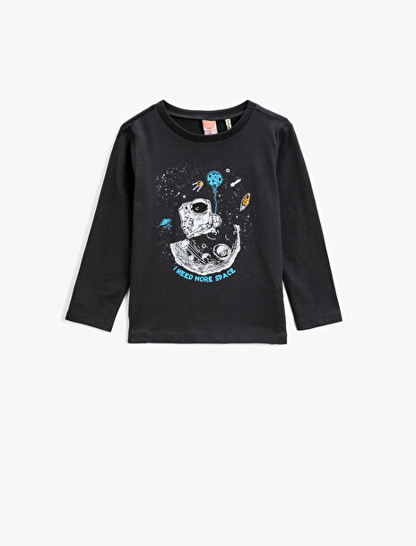 Koton Erkek Çocuk Uzay Baskılı Tişört Uzun Kollu Pamuklu Koton Erkek Çocuk Uzay Baskılı Tişört Uzun Kollu Pamuklu