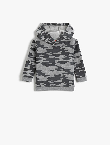 Koton Erkek Çocuk Kapşonlu Sweatshirt Kamuflaj Desenli Pamuklu Koton Erkek Çocuk Kapşonlu Sweatshirt Kamuflaj Desenli Pamuklu