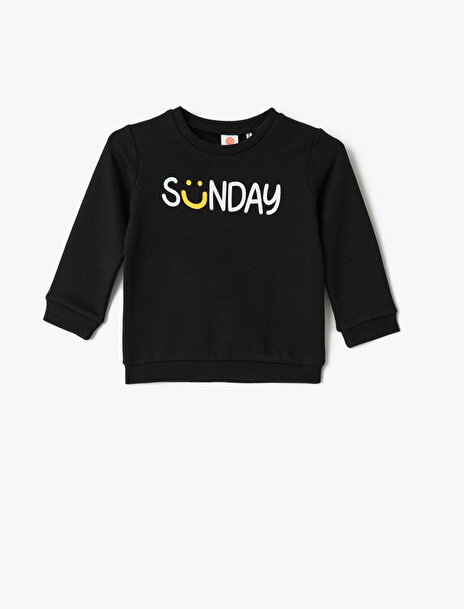 Koton Erkek Çocuk Sunday Baskılı Sweatshirt Bisiklet Yaka