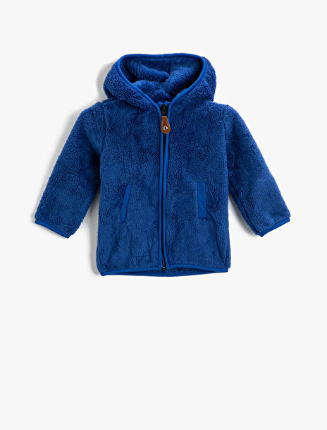 Koton Erkek Çocuk Peluş Kapüşonlu Sweatshirt Fermuarlı Cepli