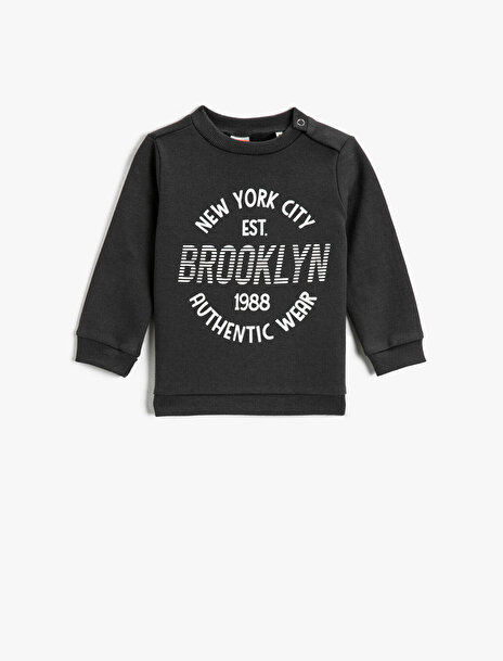 Koton Erkek Çocuk Brooklyn Baskılı Sweatshirt Bisiklet Yaka Pamuklu