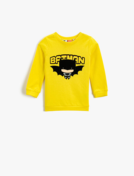 Koton Erkek Çocuk Batman Baskılı Bisiklet Yaka Sweatshirt Lisanslı Pamuklu