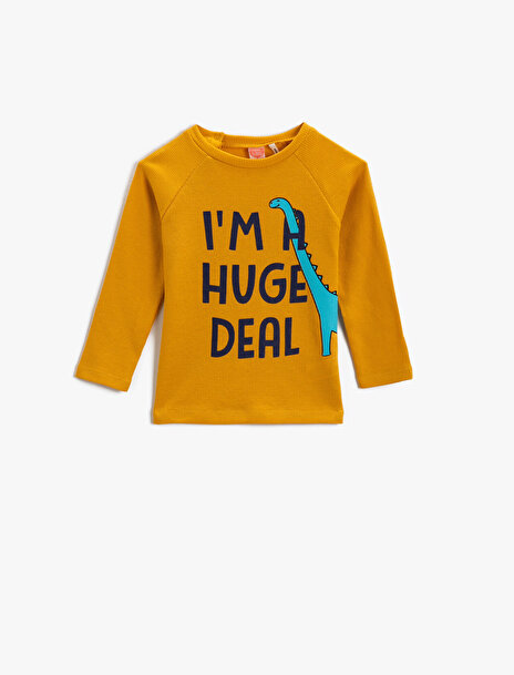 Koton Erkek Çocuk Dinozor Baskılı Uzun Kollu Tişört Pamuklu