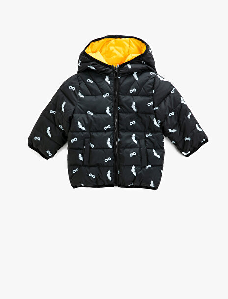 Koton Erkek Çocuk Baskılı Kapüşonlu Anorak Mont