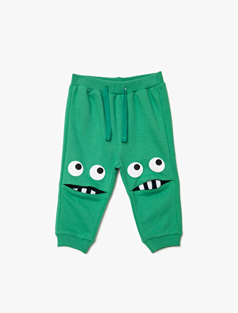 Koton Erkek Çocuk Canavar Baskılı Belden Bağlamalı Jogger Eşofman Altı Pamuklu