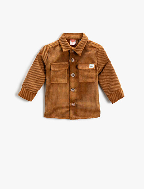 Koton Erkek Çocuk Kadife Baskılı Düğmeli Cepli Ceket