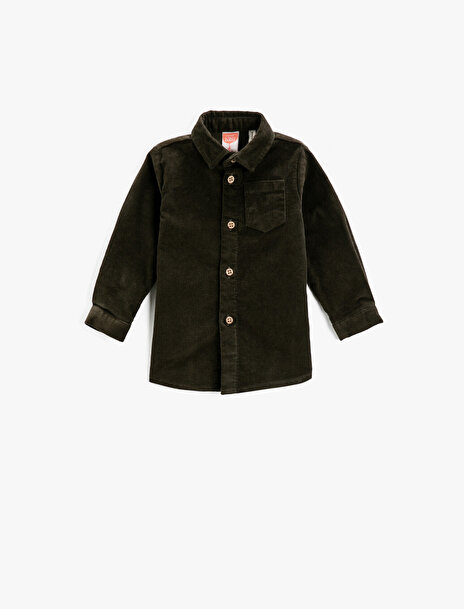 Koton Erkek Çocuk Kadife Gömlek Uzun Kollu Pamuklu