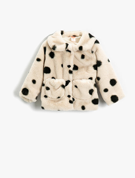 Koton Kız Çocuk Desenli Peluş Kaban Cepli