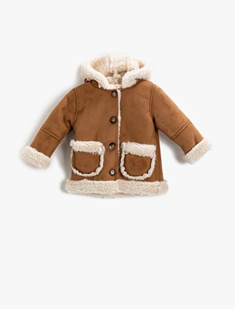 Koton Kız Çocuk Peluş Kapüşonlu Kaban Cepli Koton Kız Çocuk Peluş Kapüşonlu Kaban Cepli