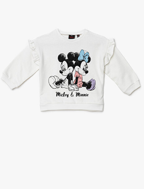 Koton Kız Çocuk Mickey & Minnie Mouse Baskılı Bisiklet Yaka Sweatshirt Fırfırlı  Pamuklu Koton Kız Çocuk Mickey & Minnie Mouse Baskılı Bisiklet Yaka Sweatshirt Fırfırlı  Pamuklu