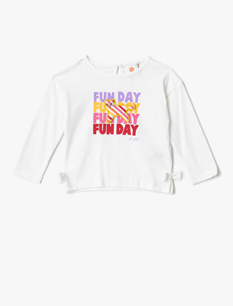 Koton Kız Çocuk Yazılı Baskılı Tişört Pamuklu