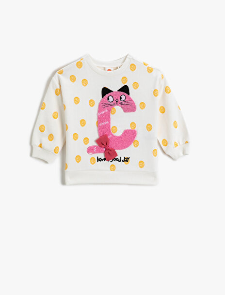 Koton Kız Çocuk Baskılı Puantiyeli Bisiklet Yaka Pamuklu