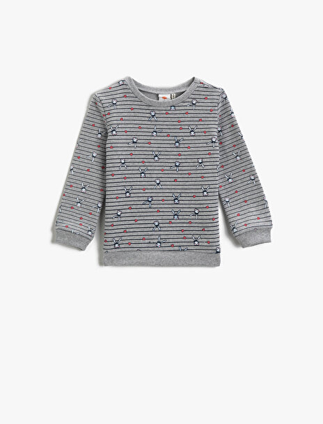 Koton Kız Çocuk Tavşan Baskılı Sweatshirt Bisiklet Yaka