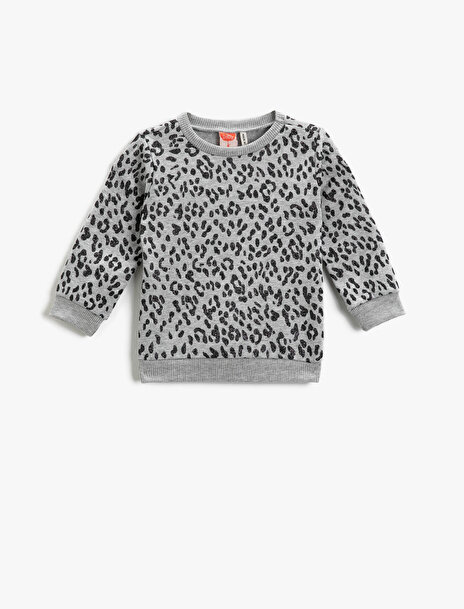 Koton Kız Çocuk Leopar Desenli Sweatshirt
