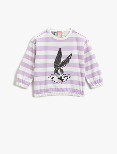 Koton Kız Çocuk Bugs Bunny Lisanslı  Pullu Sweatshirt