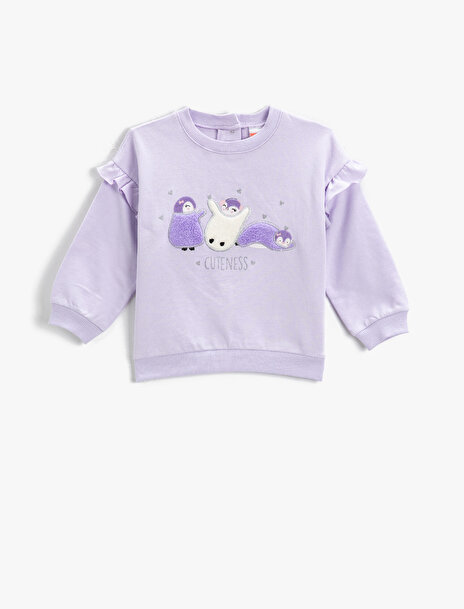 Koton Kız Çocuk Hayvan Baskılı Fırfır Detaylı Sweatshirt Bisiklet Yaka Pamuklu Koton Kız Çocuk Hayvan Baskılı Fırfır Detaylı Sweatshirt Bisiklet Yaka Pamuklu