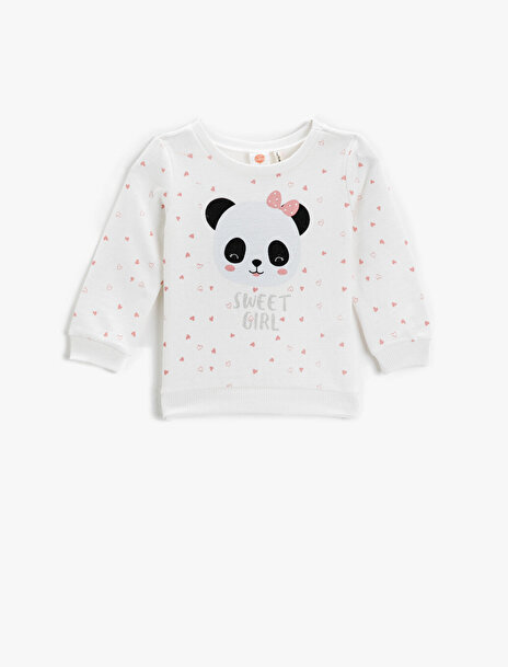 Koton Kız Çocuk Panda Baskılı Sweatshirt Bisiklet Yaka Koton Kız Çocuk Panda Baskılı Sweatshirt Bisiklet Yaka