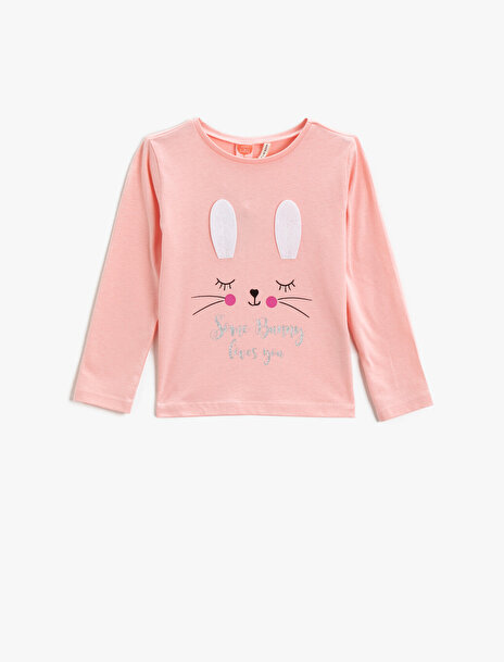 Koton Kız Çocuk Tavşan Baskılı Tişört Pamuklu