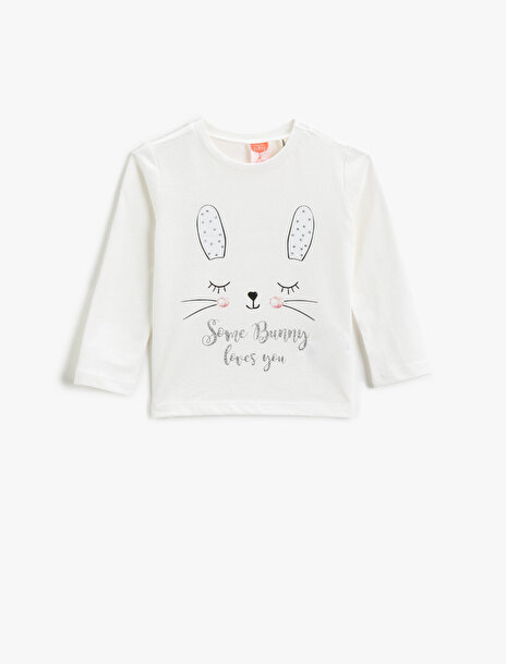 Koton Kız Çocuk Tavşan Baskılı Tişört Pamuklu
