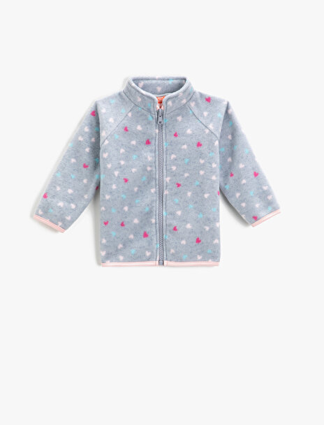 Koton Kız Çocuk Puantiyeli Fermuarlı Uzun Kollu Sweatshirt