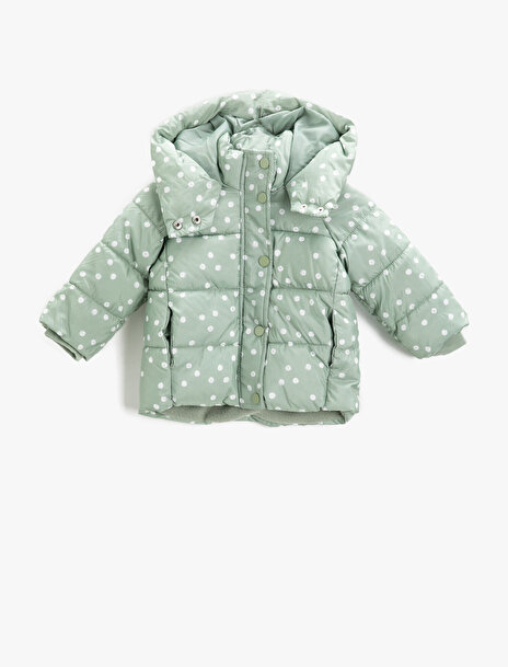 Koton Kız Çocuk Puantiyeli Kapüşonlu Anorak Mont