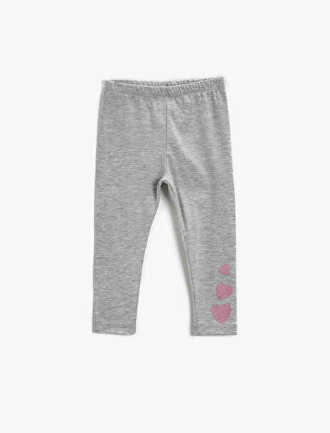 Koton Kız Çocuk Kalp Baskılı Tayt Beli Lastikli