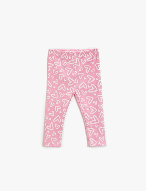 Koton Kız Çocuk Beli Lastikli Tayt Kalp Baskili