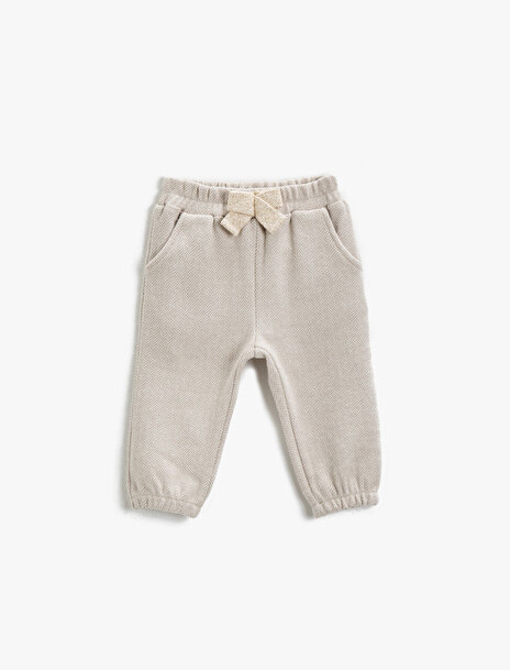 Koton Kız Çocuk Beli Lastikli Eşofman Altı Fiyonk Detaylı Paçası Lastikli Cepli