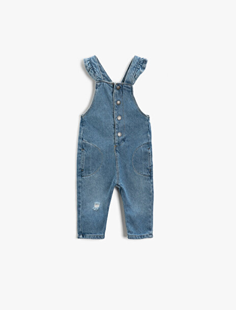 Koton Kız Çocuk Pamuklu Yırtık Jean Tulum