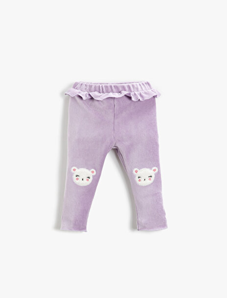 Koton Kız Çocuk Beli Fırfırlı Hayvan İşlemeli Kadife Tayt Pamuklu Koton Kız Çocuk Beli Fırfırlı Hayvan İşlemeli Kadife Tayt Pamuklu