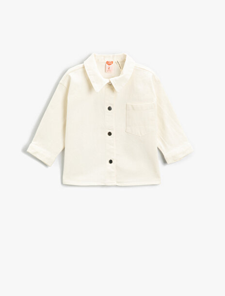 Koton Kız Çocuk Sırtı Çiçek Baskılı Klasik Yaka Çıtçıtlı Uzun Kollu Ceket Pamuklu