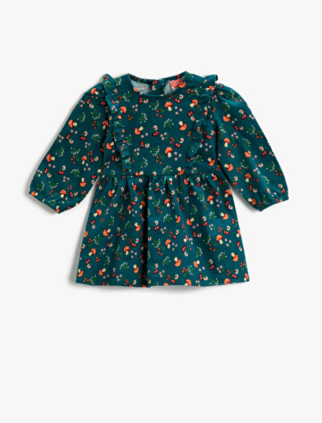 Koton Kız Çocuk Çiçek Baskılı Bebe Yaka Elbise Pamuklu