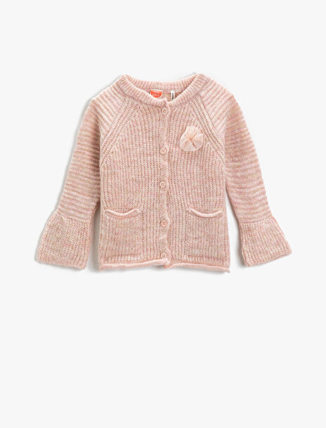 Koton Kız Çocuk Triko Hırka Uzun Kollu Cepli