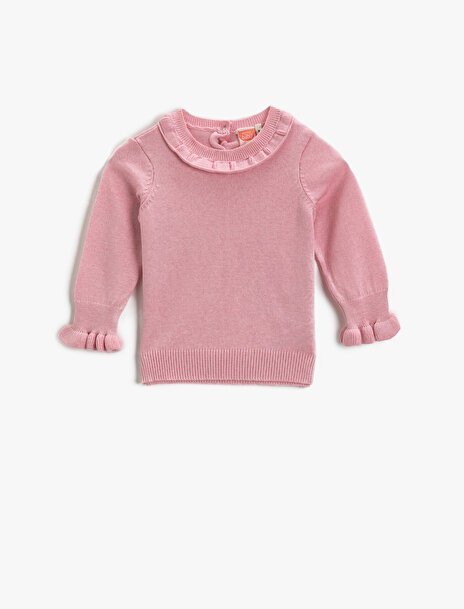 Koton Kız Çocuk Yakası Fırfırlı Kazak Kol Ucu Lastikli Fırfırlı Koton Kız Çocuk Yakası Fırfırlı Kazak Kol Ucu Lastikli Fırfırlı