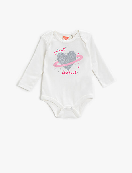 Koton Kız Çocuk Sim Baskılı Badi Pamuklu Çıtçıtlı