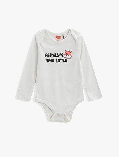 Koton Kız Çocuk Yazılı Baskılı Badi Pamuklu Çıtçıtlı