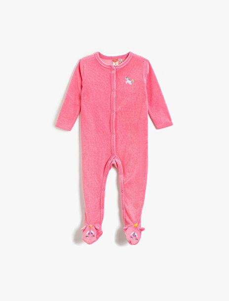 Koton Kız Çocuk Unicorn Baskılı Çıtçıtlı Zıbın Uzun Kollu Pamuklu