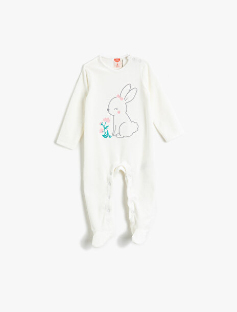 Koton Kız Çocuk Tavşan Baskılı Çıtçıtlı Zıbın Pamuklu