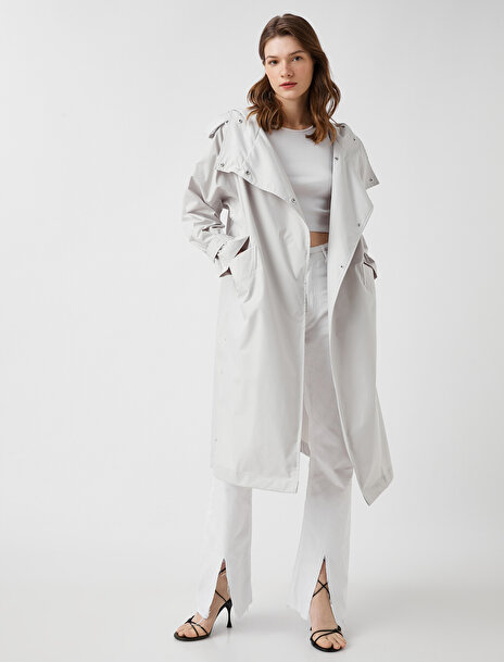 Koton Kadın Kapüşonlu Trençkot Cepli Koton Kadın Kapüşonlu Trençkot Cepli