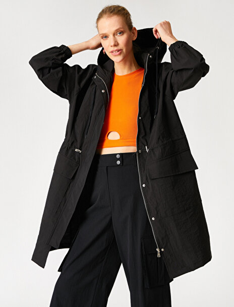 Koton Kadın Kapüşonlu Cepli Trençkot Koton Kadın Kapüşonlu Cepli Trençkot