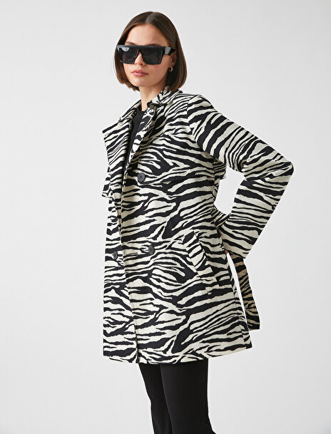 Koton Kadın Zebra Desenli Trençkot Koton Kadın Zebra Desenli Trençkot