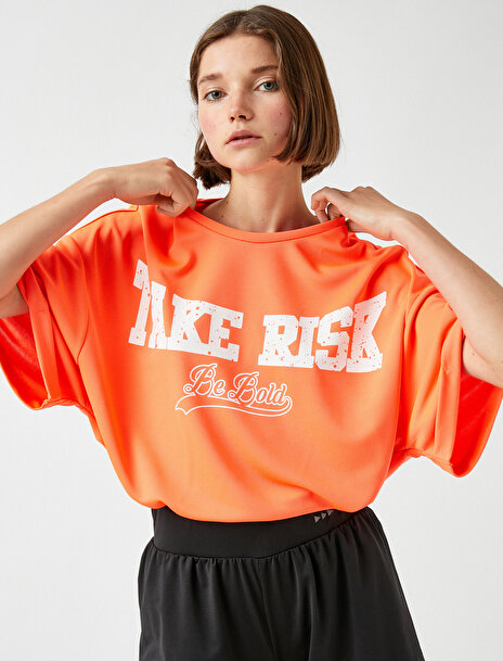 Koton Kadın Slogan Baskılı Oversize Spor Tişört