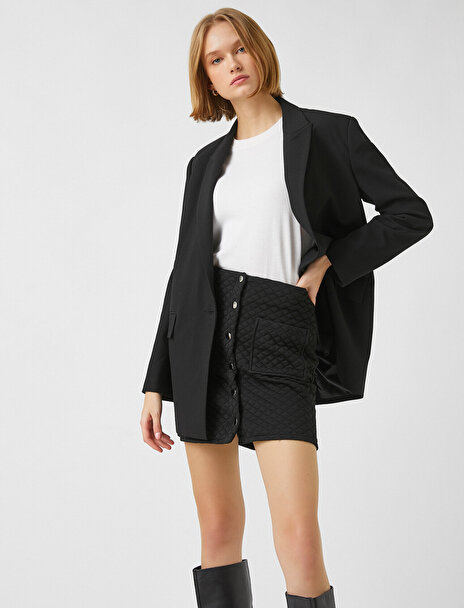 Koton Kadın Düğmeli Kapitone Mini Etek