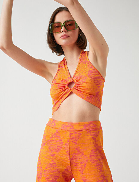 Koton Kadın Halter Yaka Dokuma Crop Atlet