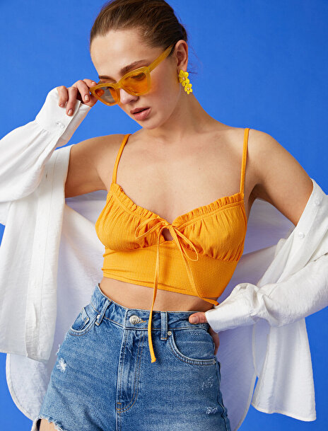 Koton Kadın Crop Atlet Bağlama Detaylı İnce Askılı