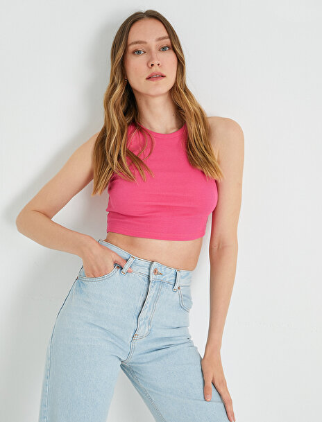 Koton Kadın Basic Crop Atlet Halter Yaka Pamuklu Koton Kadın Basic Crop Atlet Halter Yaka Pamuklu