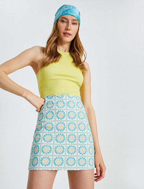 Koton Kadın Çiçek Desenli Mini Etek